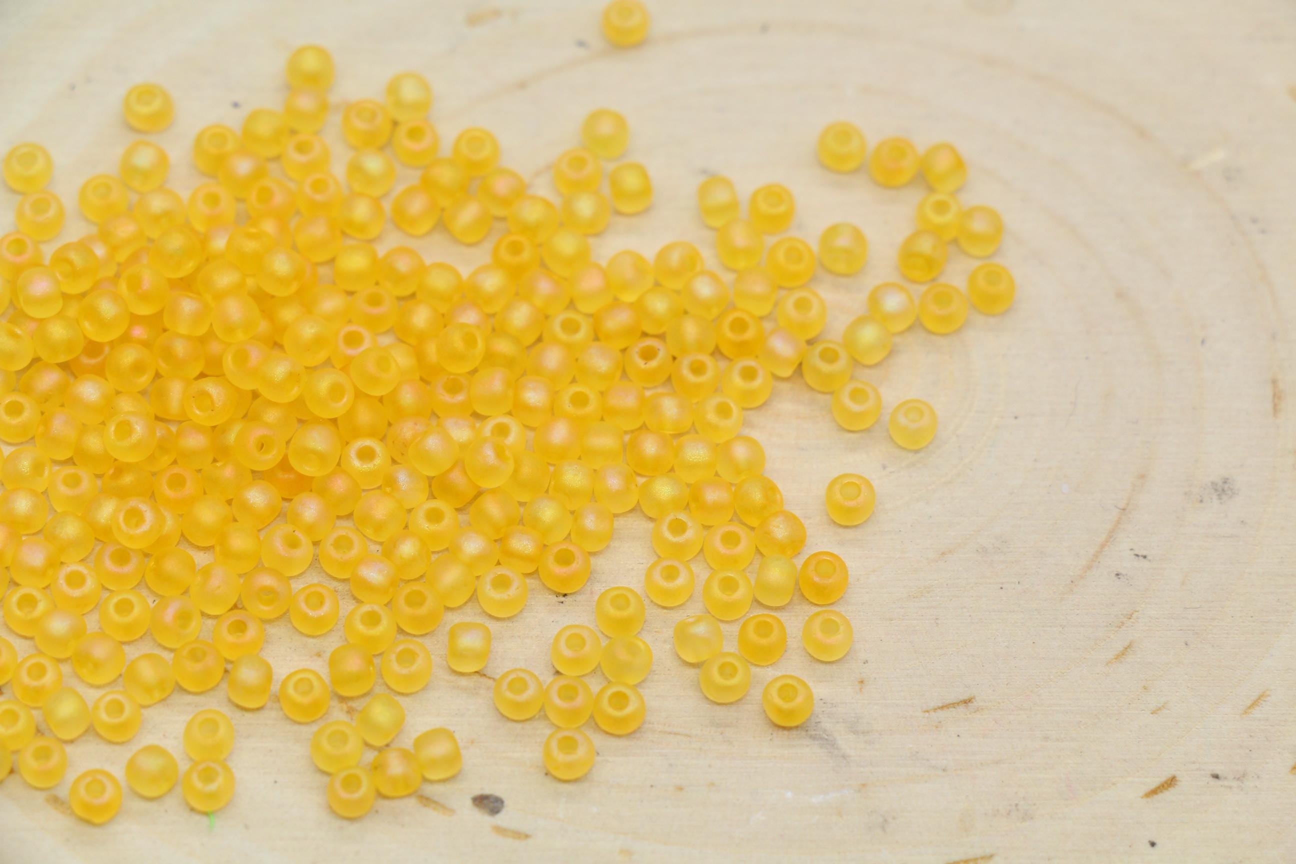 3mm Matte Iridescent Golden Orange Glass Beads, Frosted AB Round Beads ...